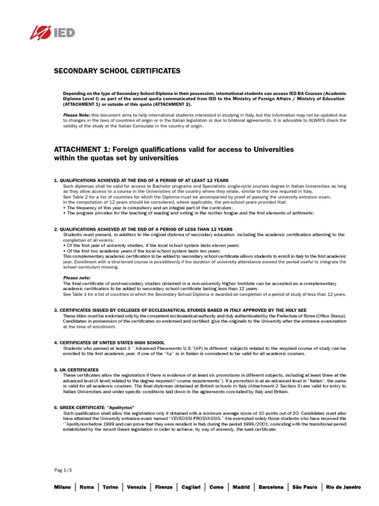 Secondary School Certificates | PDF | Advanced Placement | Diploma