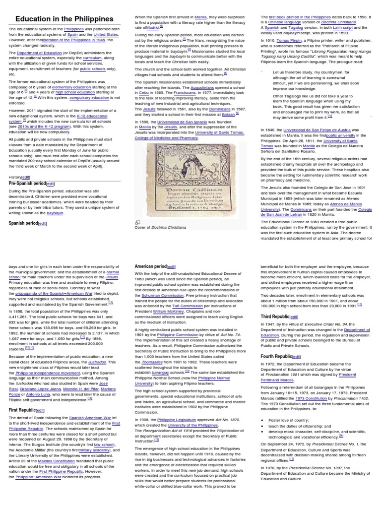 A History of Education in the Philippines: From Spanish Colonization to ...