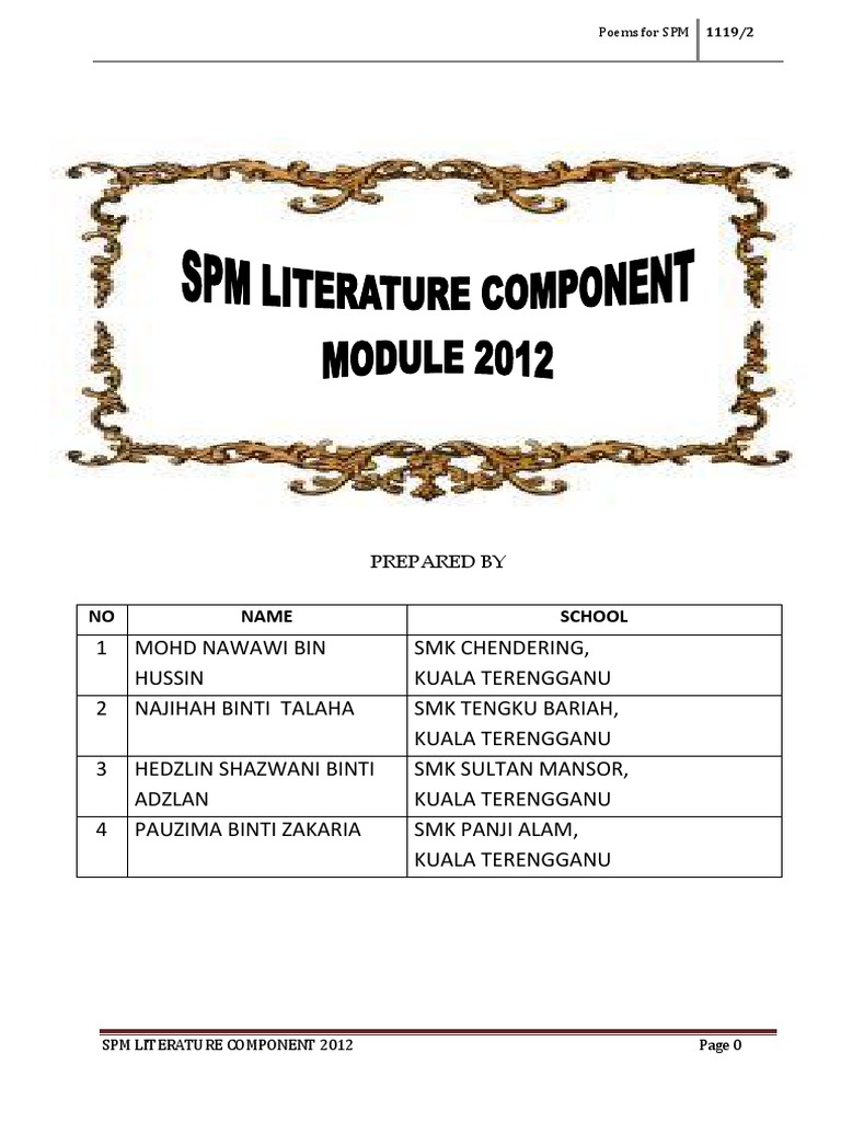 SPM Poems - Notes and Exercises Part 1 (Page 0 - 20) MS Word | PDF ...