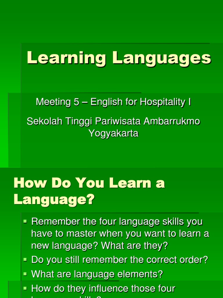 English for Hospitality: Meeting 5 Guide | PDF