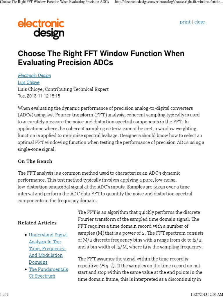 Choose The Right FFT Window Function When Evaluating Precision ADCs ...