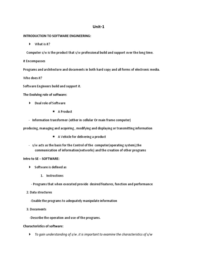 Software Engineering Unit - 1 | PDF | Component Based Software ...