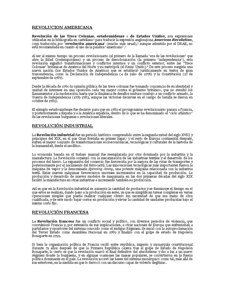 Resumen de la Revolución Americana | PDF | Romanticismo | Era de ...