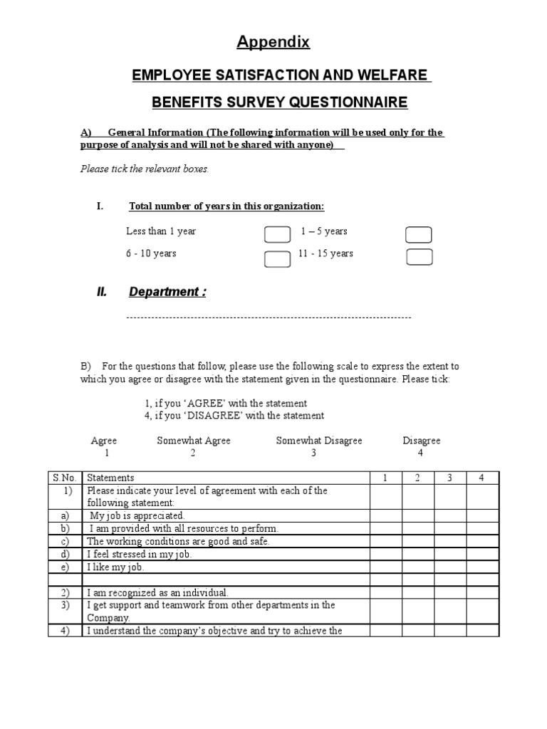 Questionnaire On Job Satisfaction | PDF | Job Satisfaction | Employment