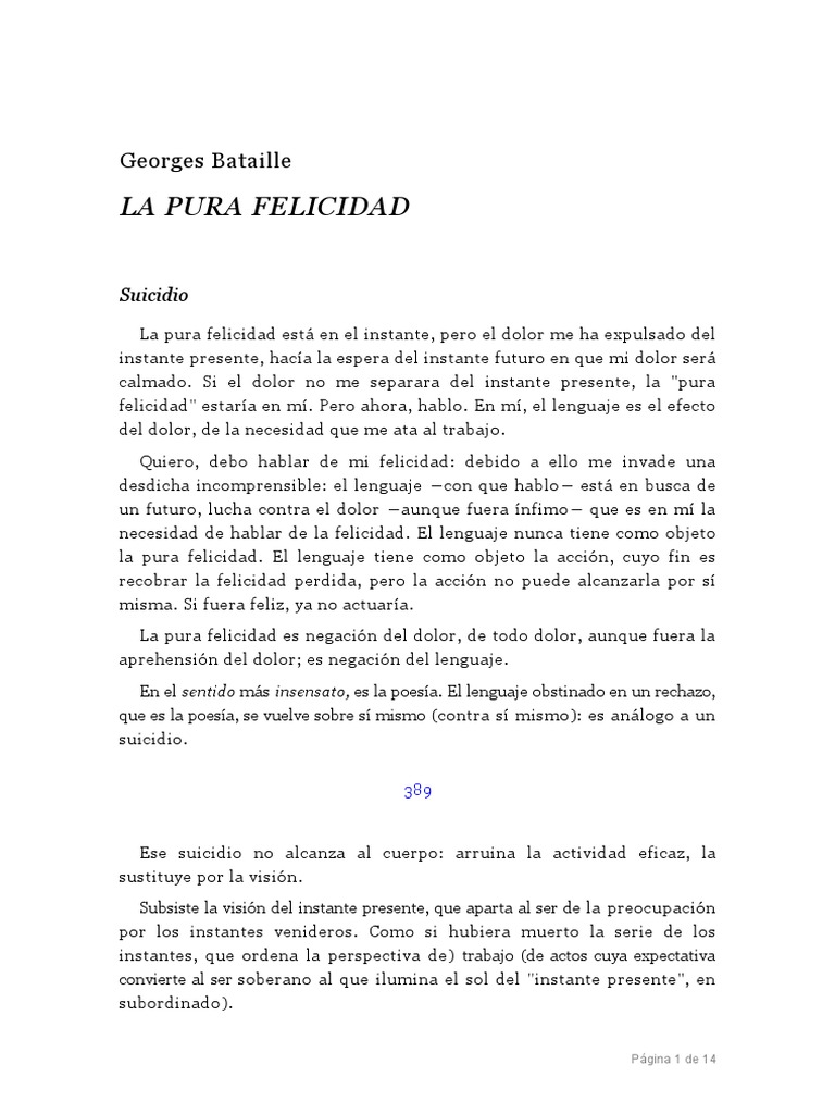 Georges Bataille La Pura Felicidad | PDF