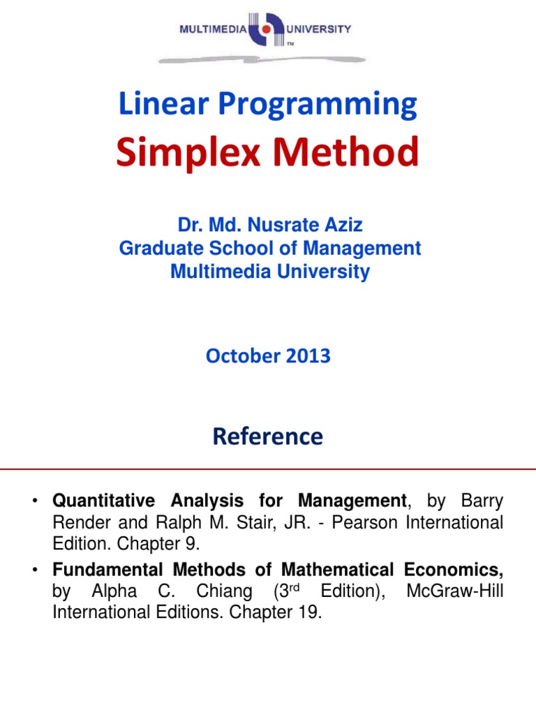 Simplex Method | PDF | Equations | Mathematical And Quantitative Methods (Economics)