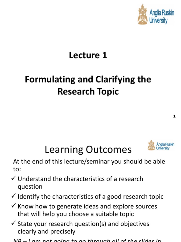 Lecture 1 Formulating and Clarifying The Research Topic | Download Free ...