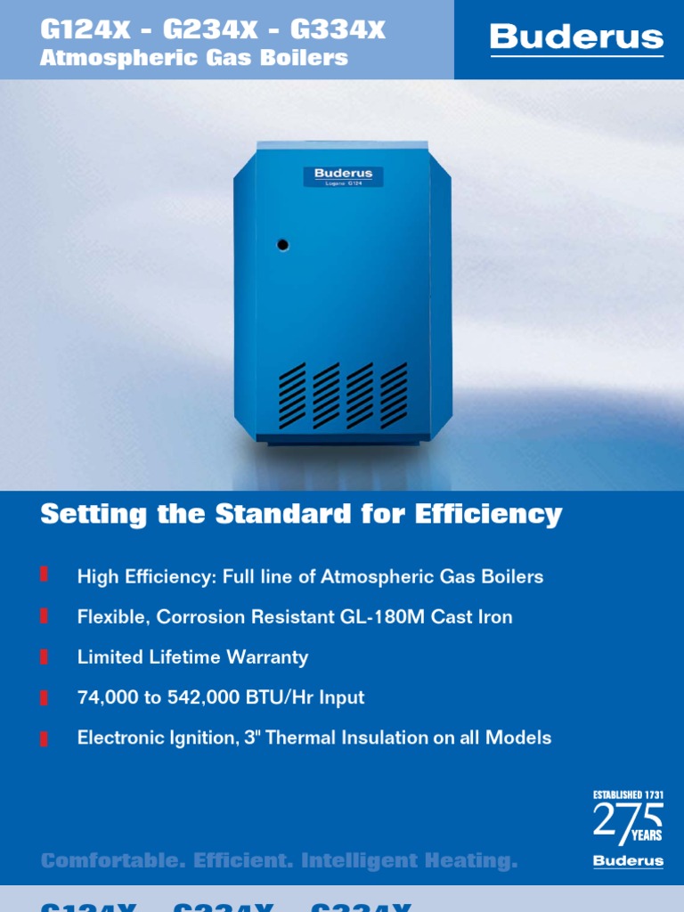 Buderus G234X and G334X Gas Fired Hot Water Cast Iron Boiler Brochure ...