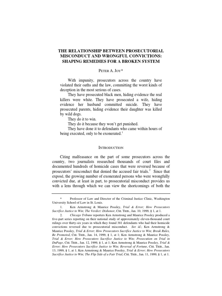 THE RELATIONSHIP BETWEEN PROSECUTORIAL MISCONDUCT AND WRONGFUL ...