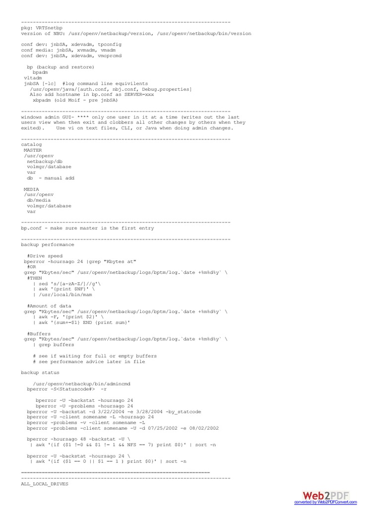 Netbackup Useful | PDF | Port (Computer Networking) | Command Line Interface