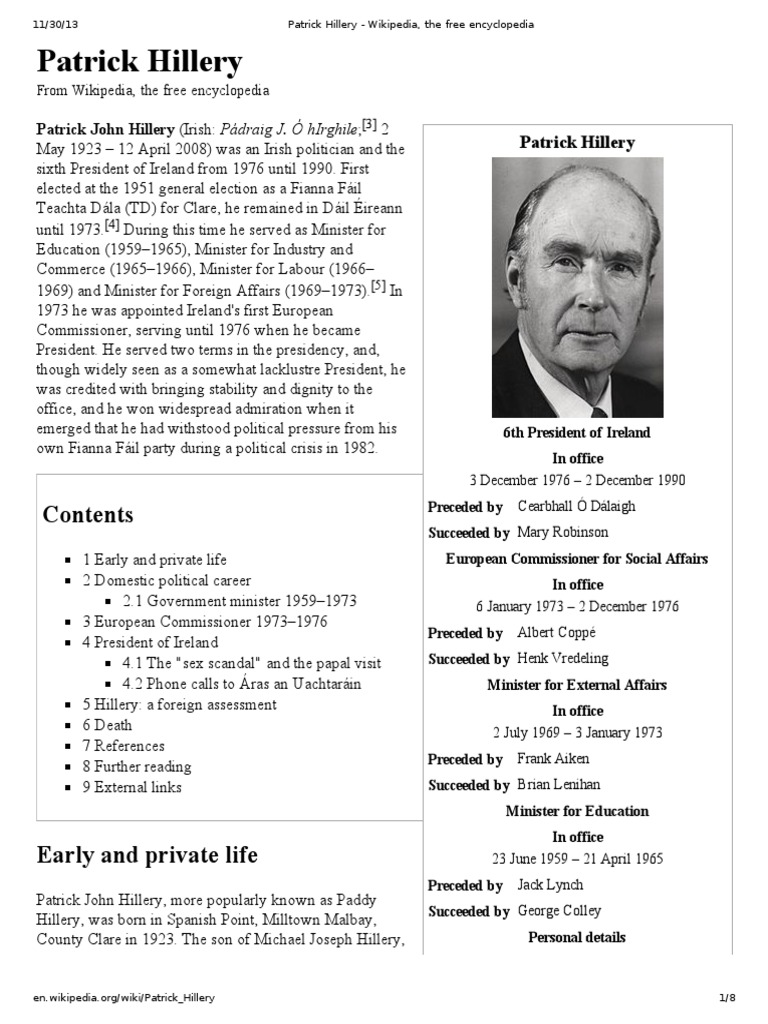 Patrick Hillery | Ireland | Politics Of Ireland