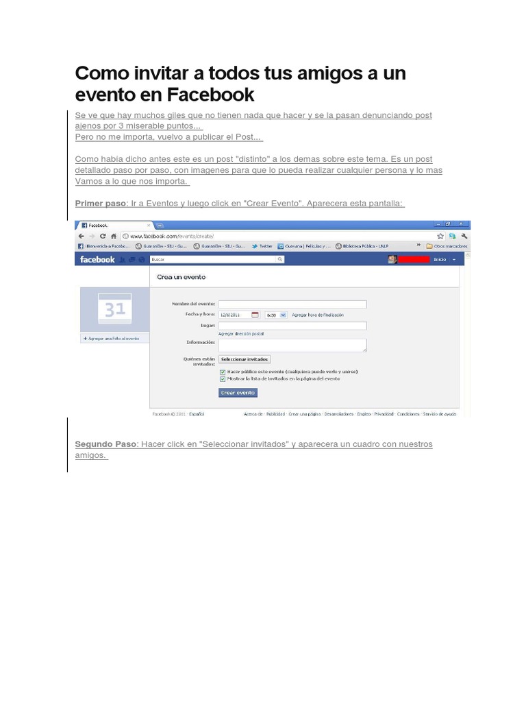 Como Invitar A Todos Tus Amigos A Un Evento en Facebook | PDF | Gorjeo ...