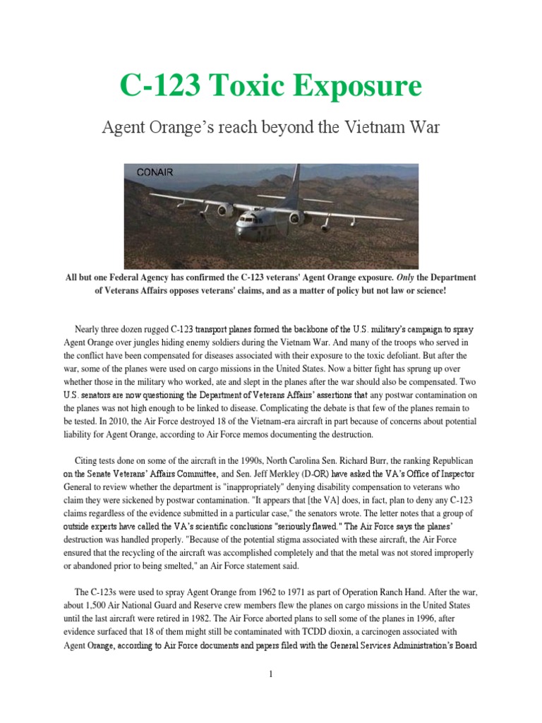 C123 Toxic Exposure (RAO Bulletin) | PDF | Agent Orange | Armed Conflict