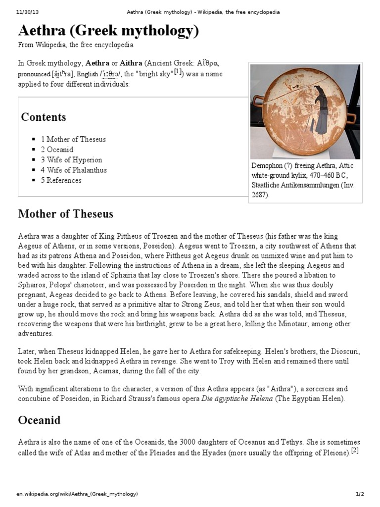 Aethra (Greek Mythology) | Paleo Balkan Mythology | Greek Mythology