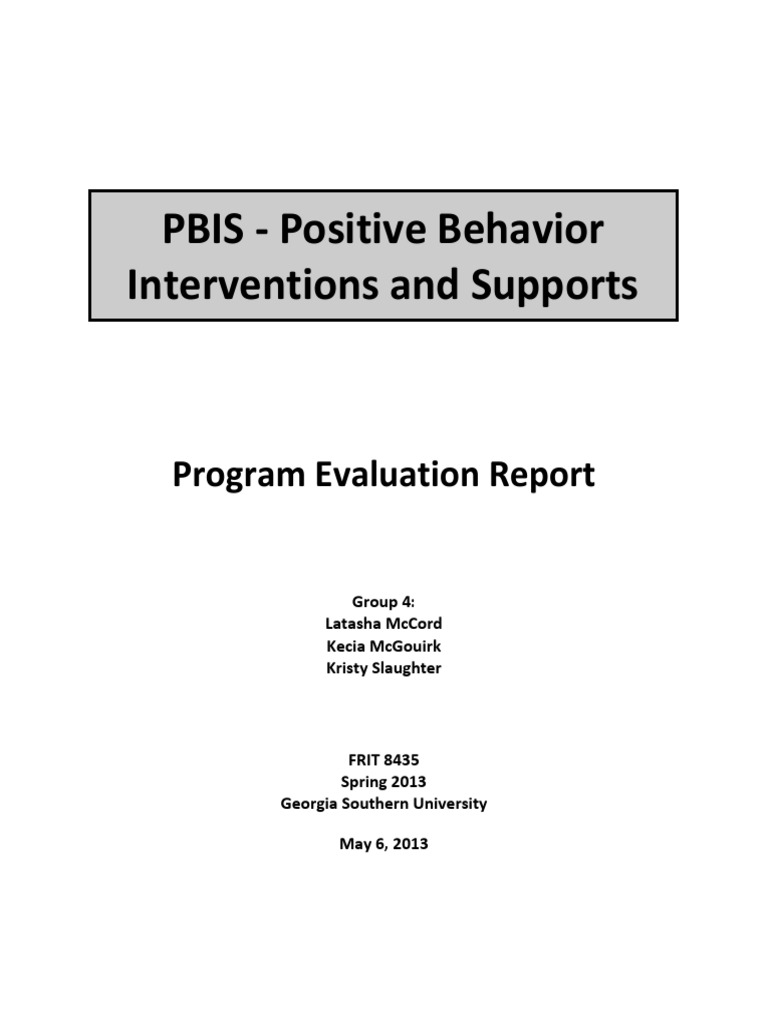 PBIS - Positive Behavior Interventions and Supports: Program Evaluation ...