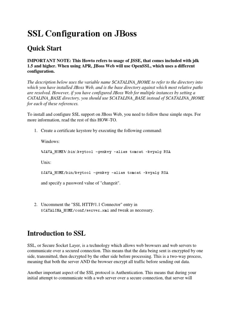 SSL Configuration On JBoss | PDF | Transport Layer Security | Public Key Certificate