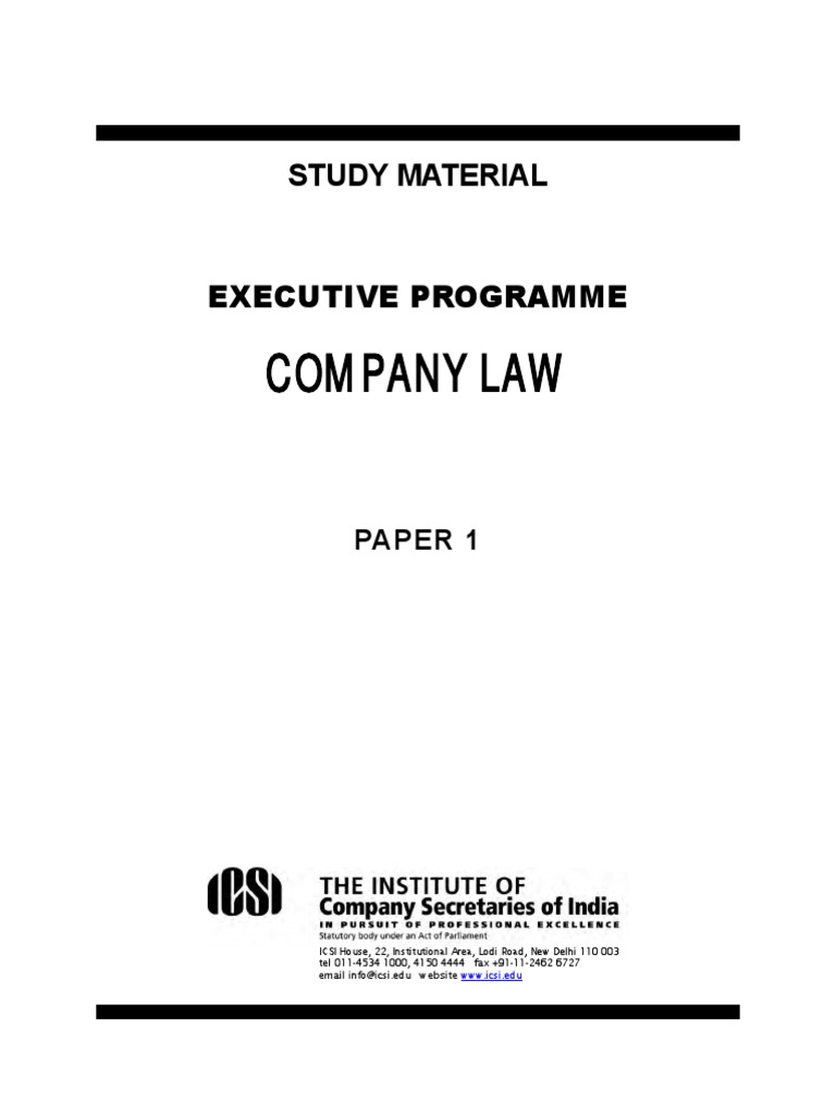 Company Law (Module 1 Paper 1) | PDF