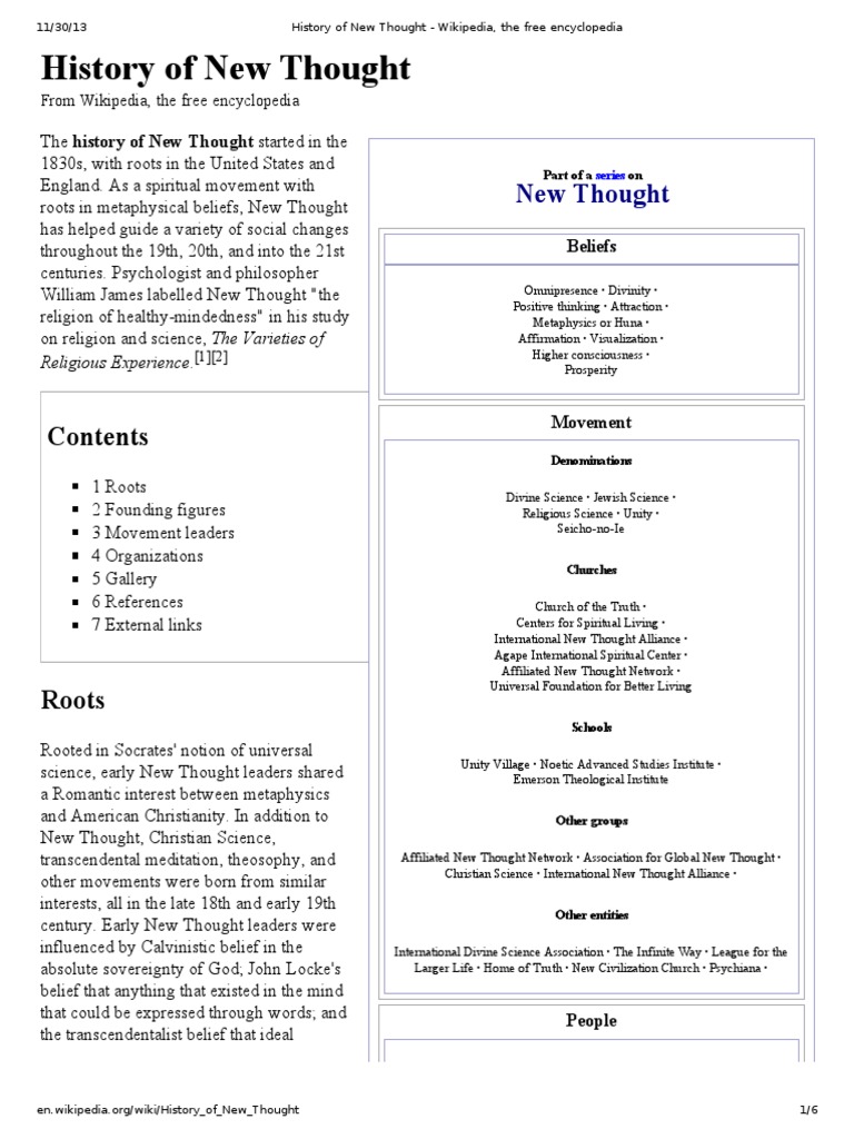 History of New Thought | PDF | New Thought | Christian Denomination