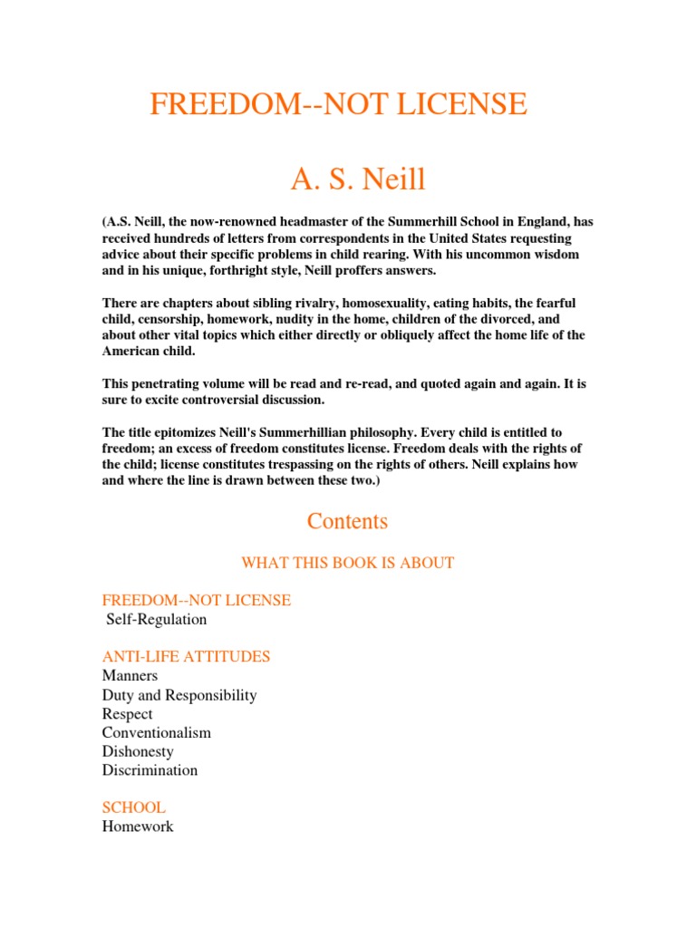Freedom Not License - A. S. Neill | PDF