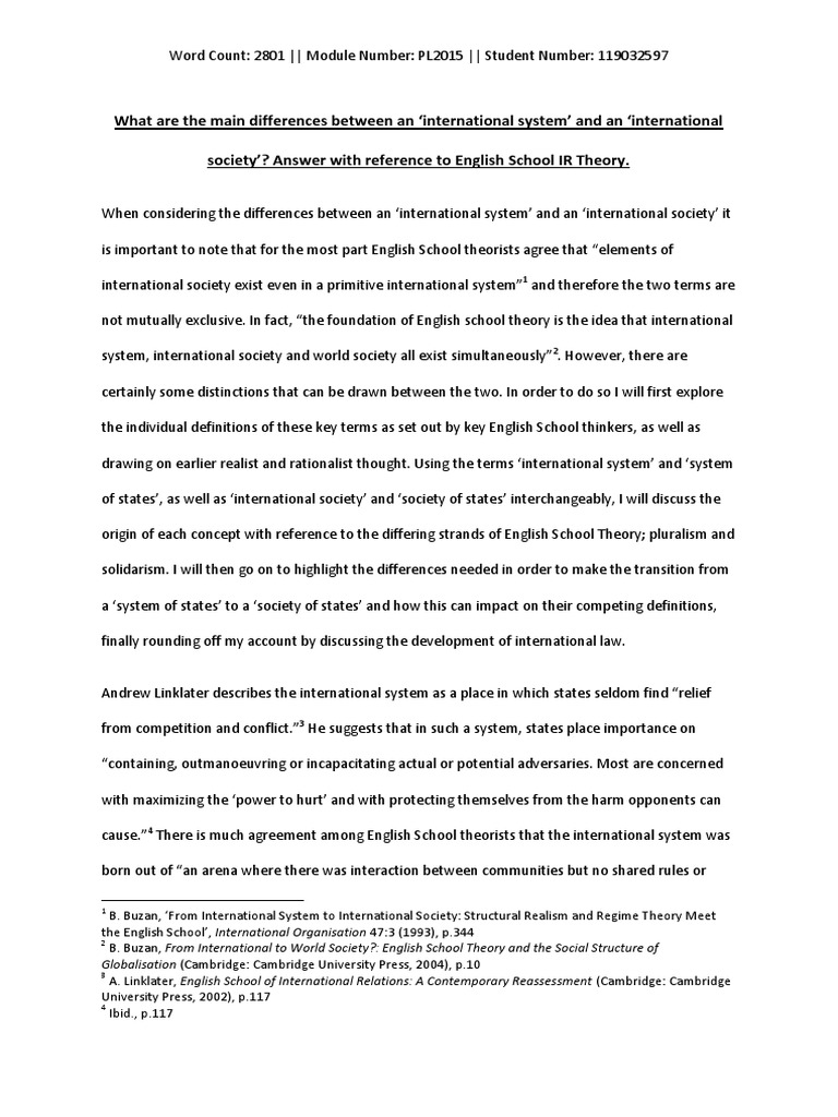 Differences Between International System and Society | PDF | Sovereign ...