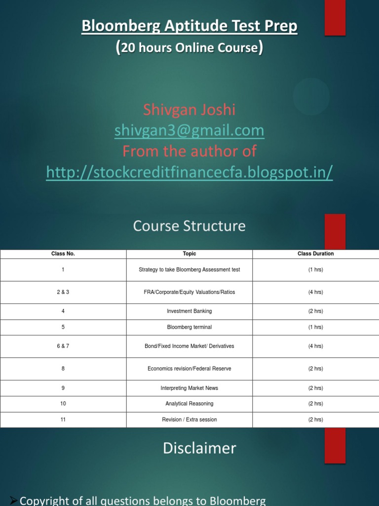 Bloomberg Aptitude Test | PDF | Mergers And Acquisitions | Valuation ...