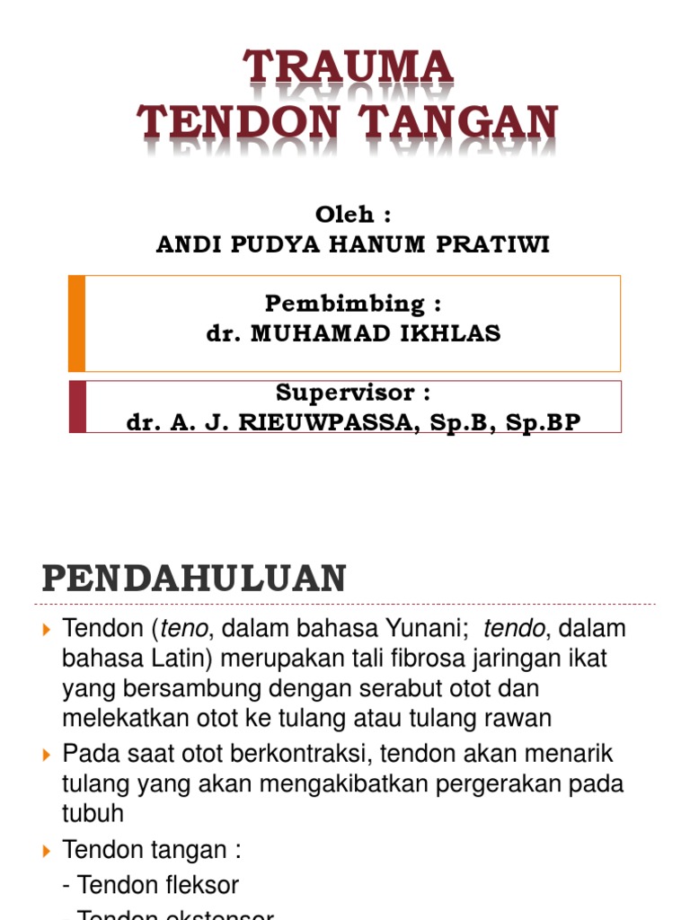 Trauma Tendon Tangan | PDF