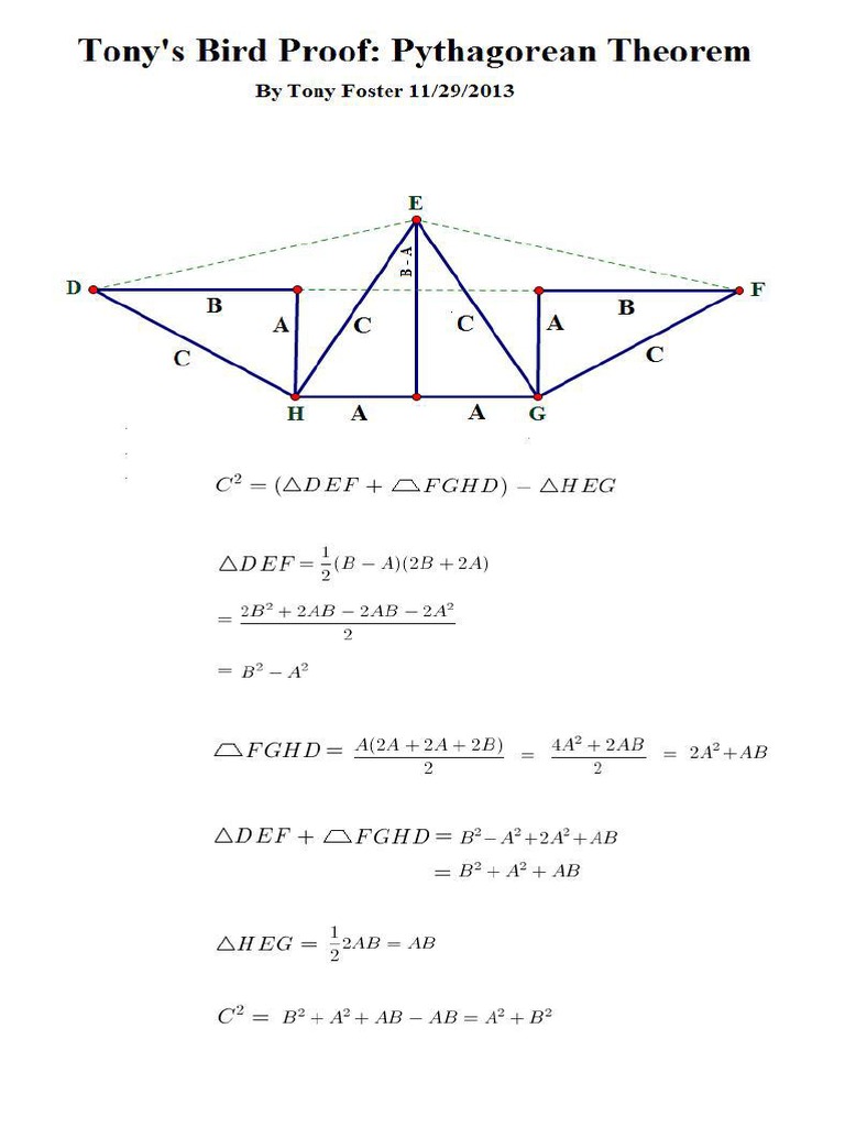 Bird Proof, Pythagorean Theorem | PDF | Number Theory | Triangle Geometry