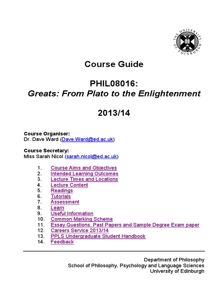 Philosophy Course Guide | PDF | Plato | Substance Theory
