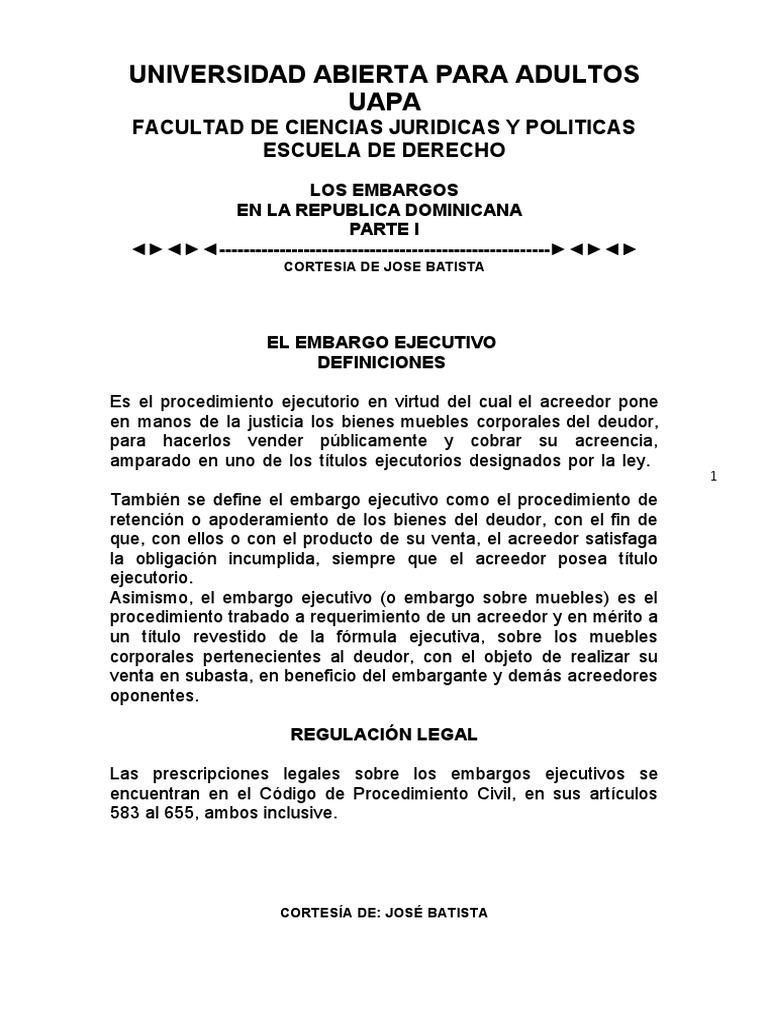 Los Embargos en La Republica Dominicana | PDF | Pagos | Ley común