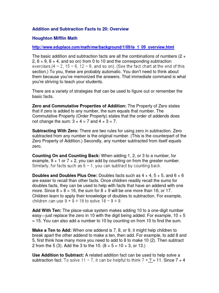 Mastering Addition and Subtraction Facts | PDF | Elementary Mathematics ...