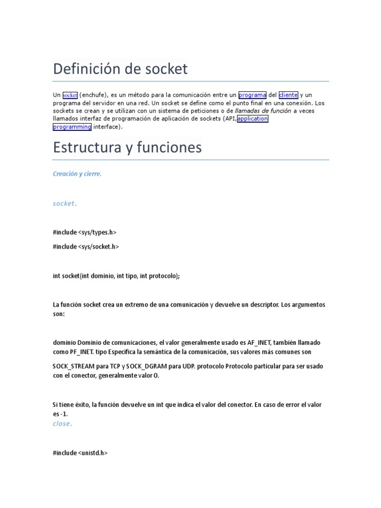Definición de Socket | PDF | Zócalo de red | Servidor (Computación)