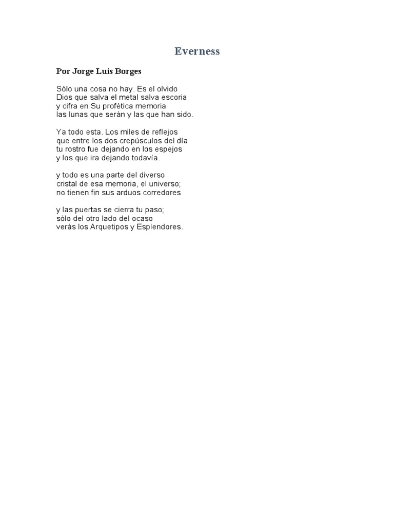 Análisis del poema "Everness" de Borges | PDF