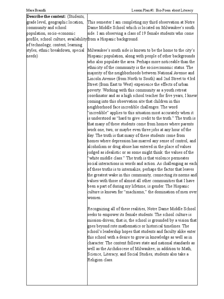 Bio Poem Lesson Plan | PDF | Lesson Plan | Educational Assessment