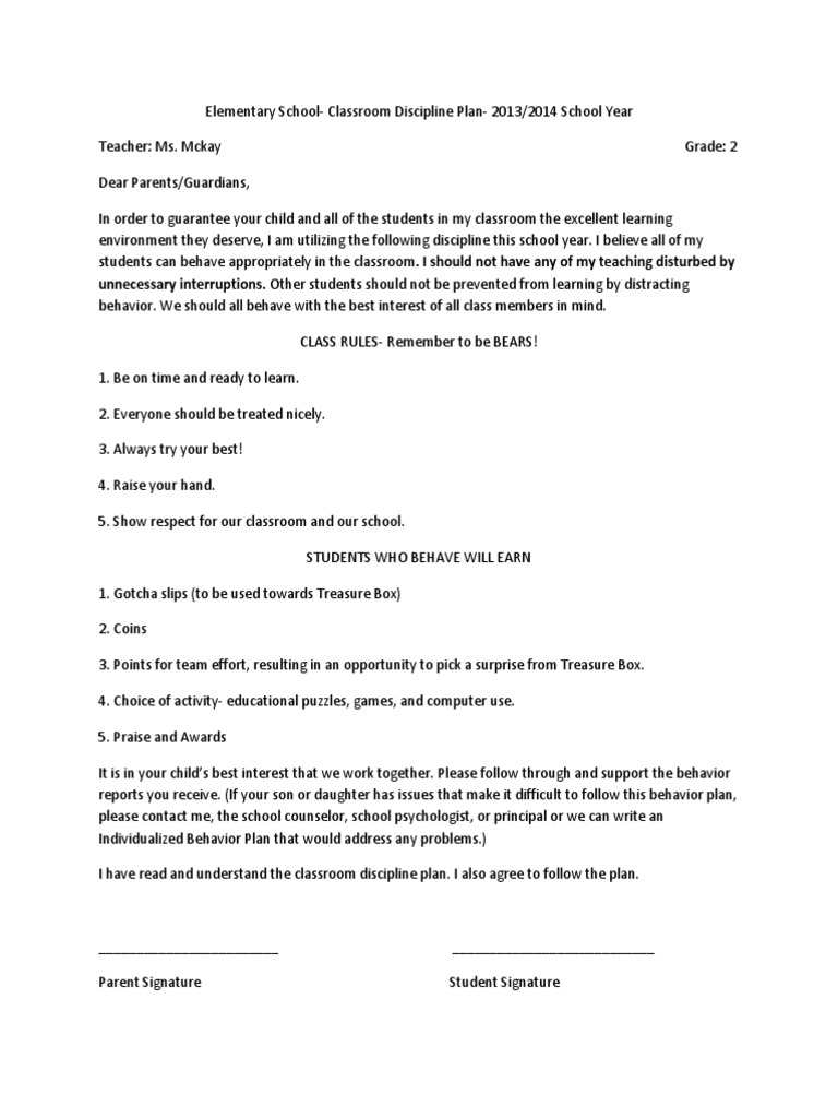 School Discipline Letter To Parents | PDF | Career & Growth | Self ...