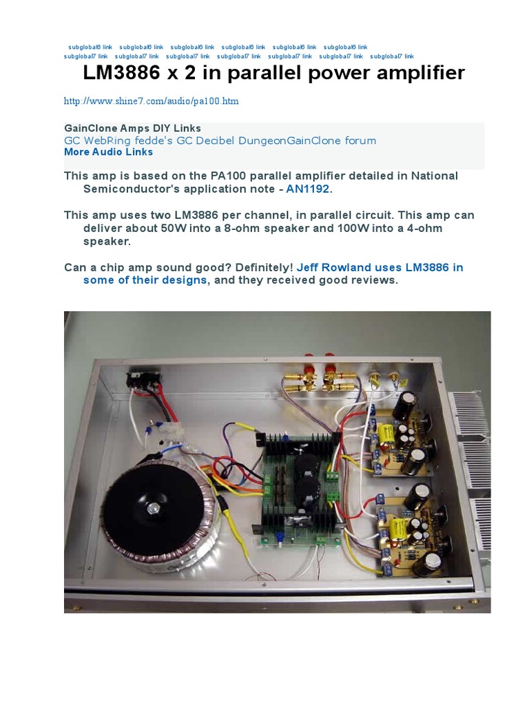 LM3886 X 2 in Parallel Power Amplifier | PDF | Electrical Engineering ...