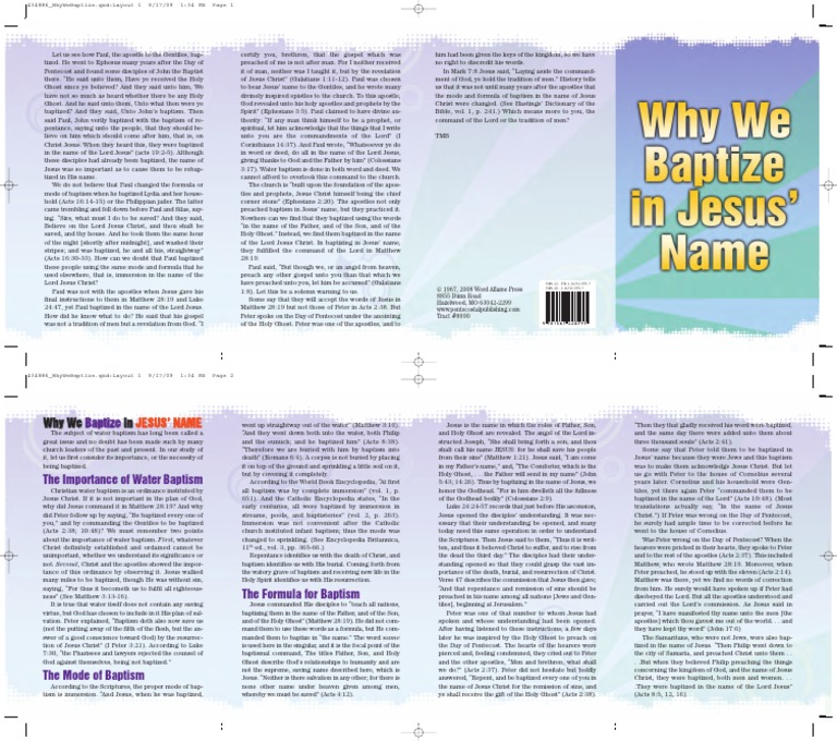 Why We Baptize in Jesus' Name | PDF | Baptism | Jesus