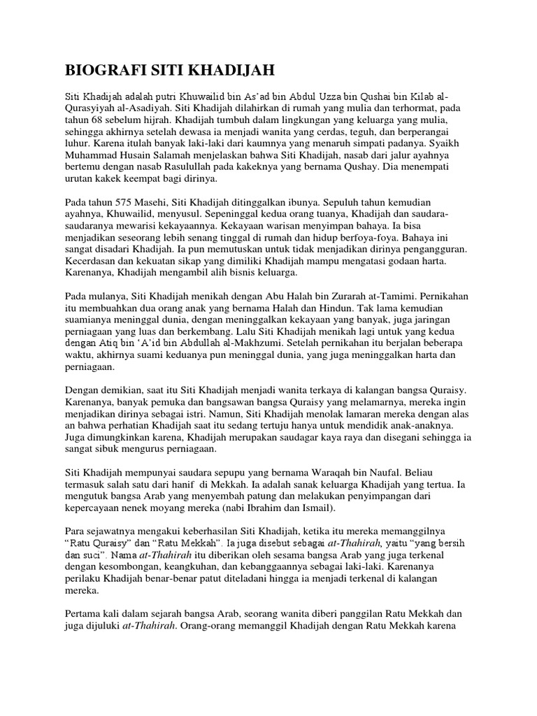 Biografi Siti Khadijah Pdf