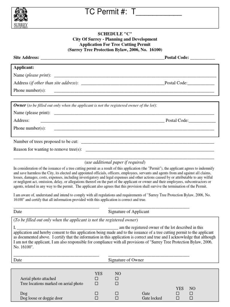 Tree Cutting Permit Applicationform | PDF | Technology & Engineering