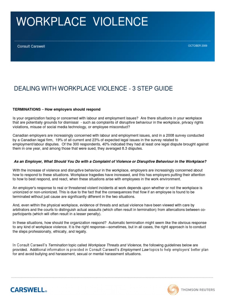 Dealing With Workplace Violence - 3 Step Guide | PDF | Violence ...