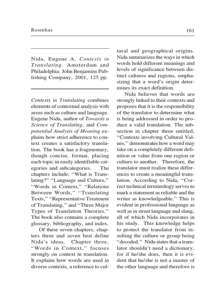 Understanding Context in Translation: A Summary and Analysis of Eugene ...