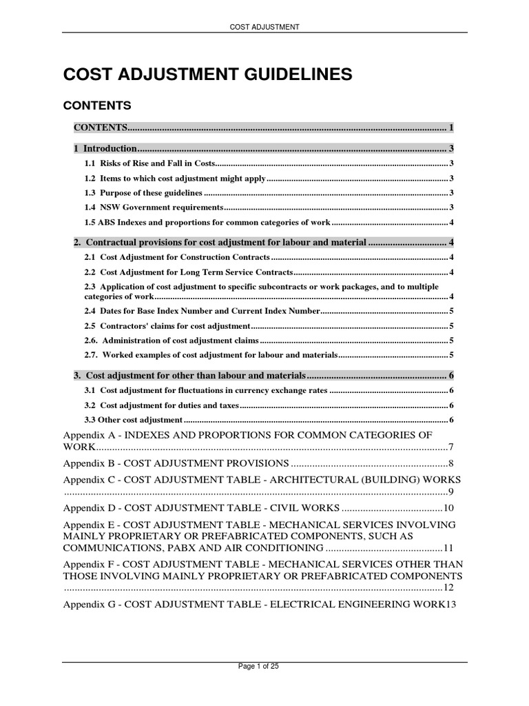 Cost Adjustment Guidelines | PDF | Valuation (Finance) | Index (Economics)