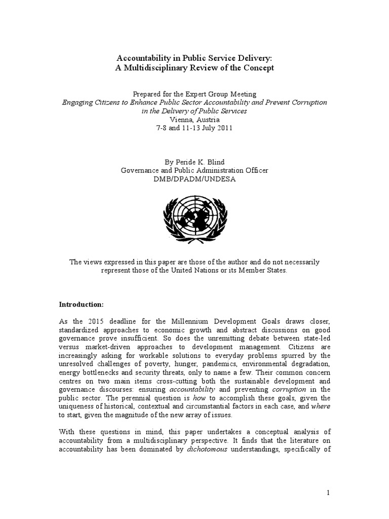 Accountability in Public Service Delivery UPAN PDF | PDF ...