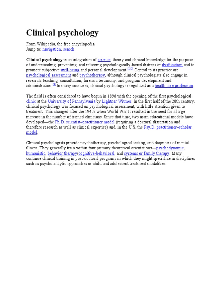 Overview of Clinical Psychology | PDF
