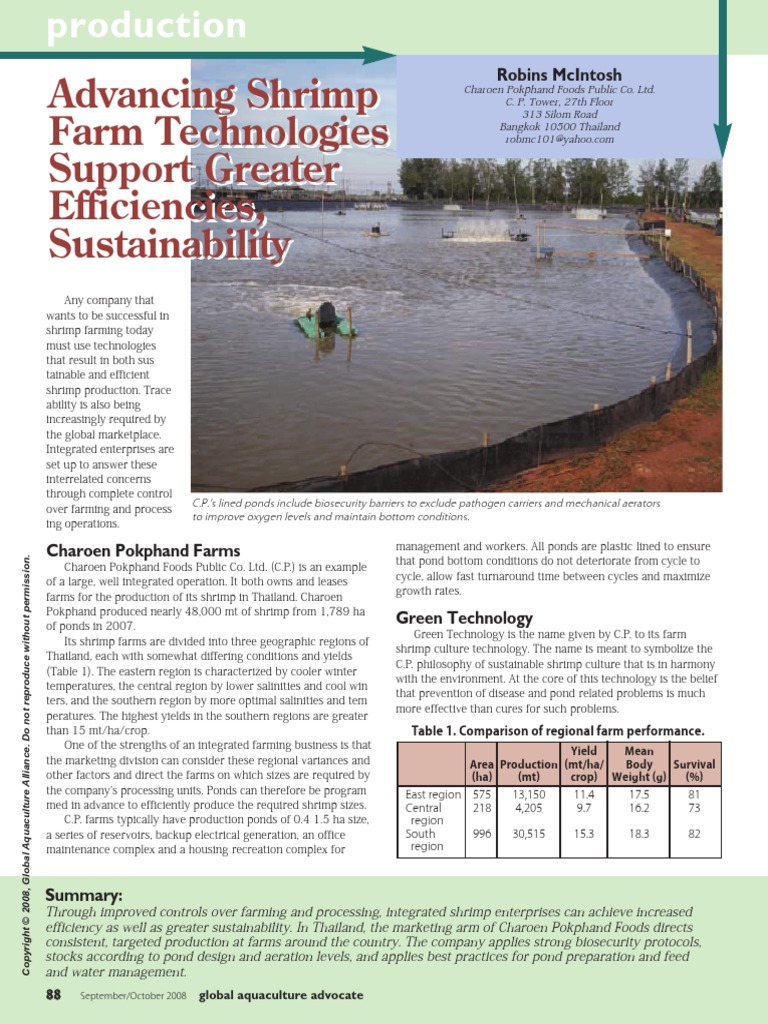 Advancing Shrimp Farm Technologies | PDF | Agriculture | Water