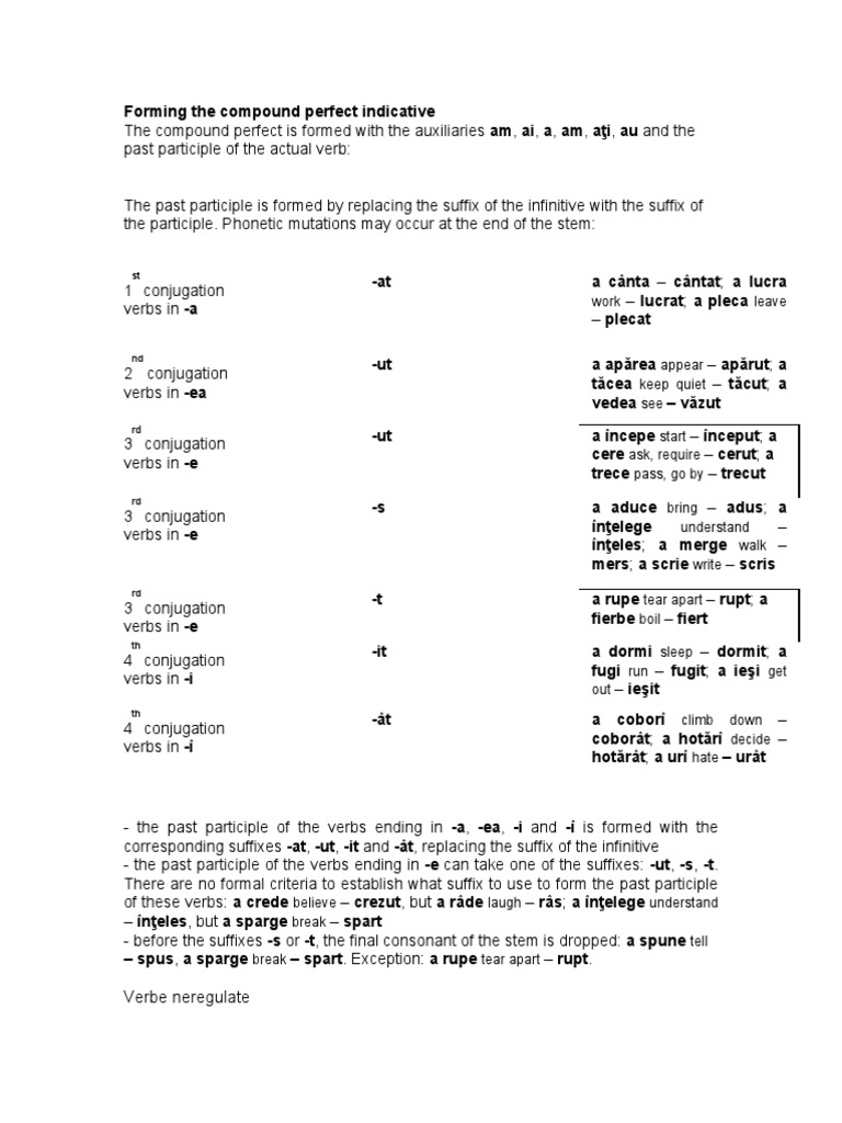 Forming The Compound Perfect Indicative in Romanian | PDF | Verb ...