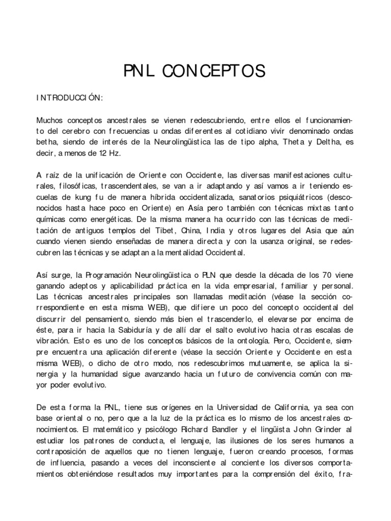 Conceptos Sobre PNL | PDF