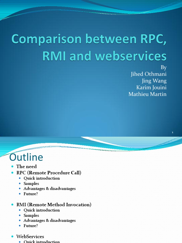 Comparison Between RPC Rmi and Webservices | PDF | Web Service | Application Programming Interface
