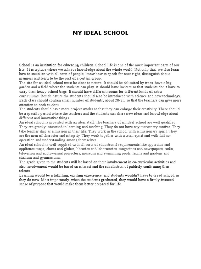 My Ideal School | PDF