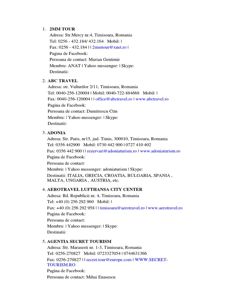 Agentii de Turism | PDF