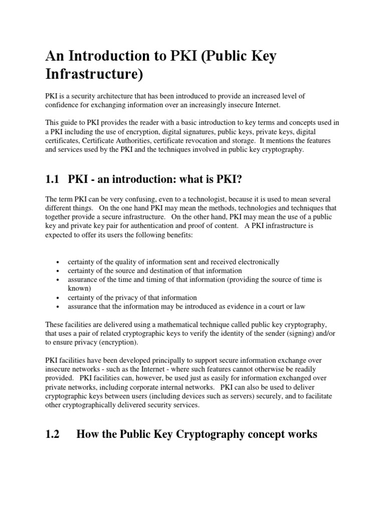 An Introduction To PKI (Public Key Infrastructure) | PDF | Public Key ...